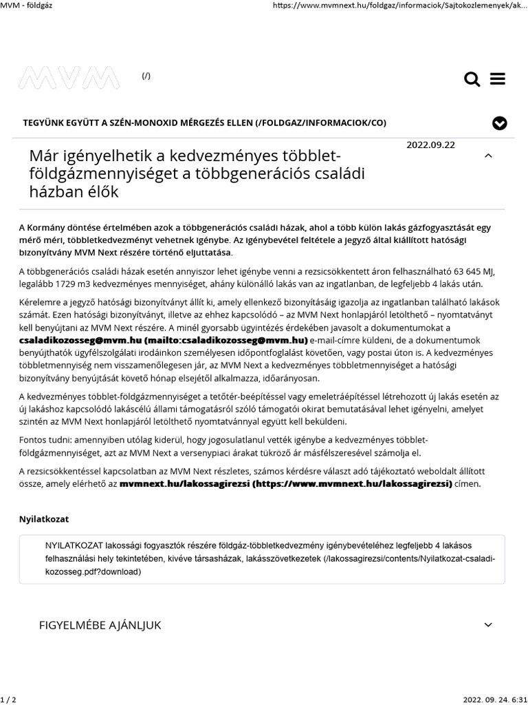MVM - Földgáz | PDF