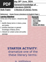 English Language Subject Terminology List | PDF | Poetry | Narration