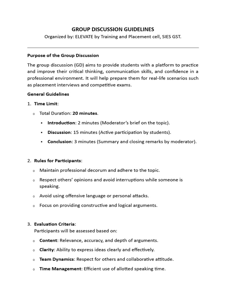 Group Discussion Guidelines | PDF