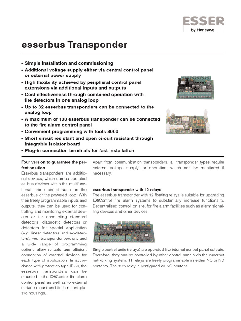 ESSERBUS Transponder | PDF | Relay | Power Supply