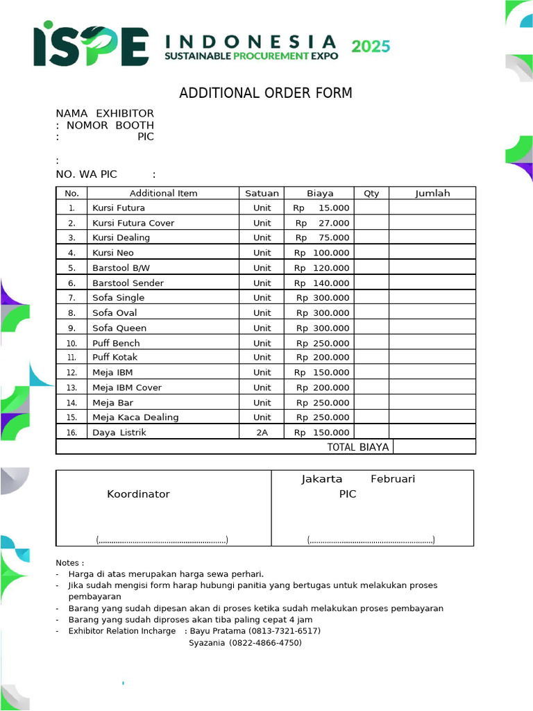 Form Exhibitor - Ispe 2025 | PDF