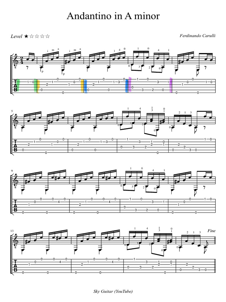 Andantino in A Minor by Carulli | PDF