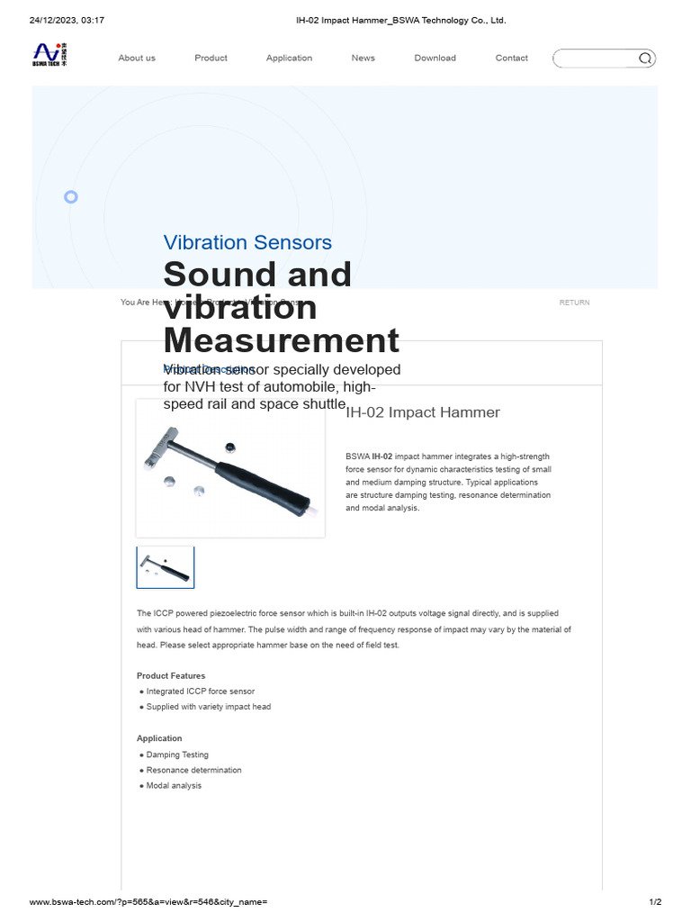 IH-02 Impact Hammer - BSWA Technology Co., LTD | PDF | Resonance ...
