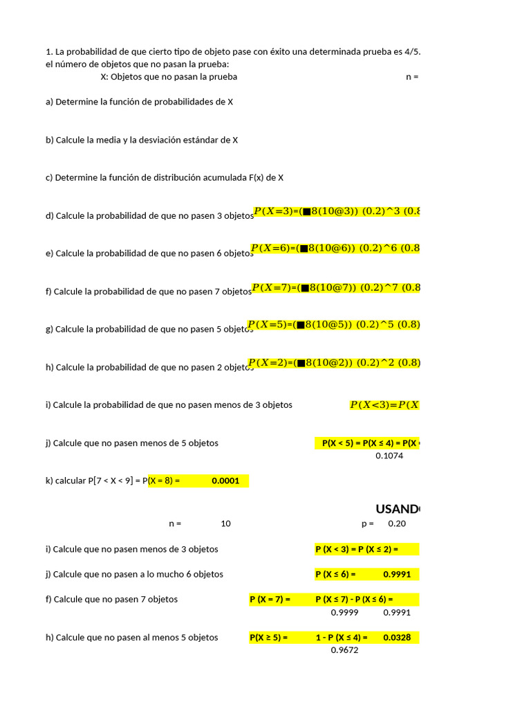 Ejemplo de Distribucion Binomial y Poisson | PDF | Matemáticas Aplicadas | Probabilidades y ...