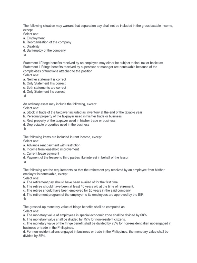 The Following Situation May Warrant That Separation Pay Shall Not Be ...