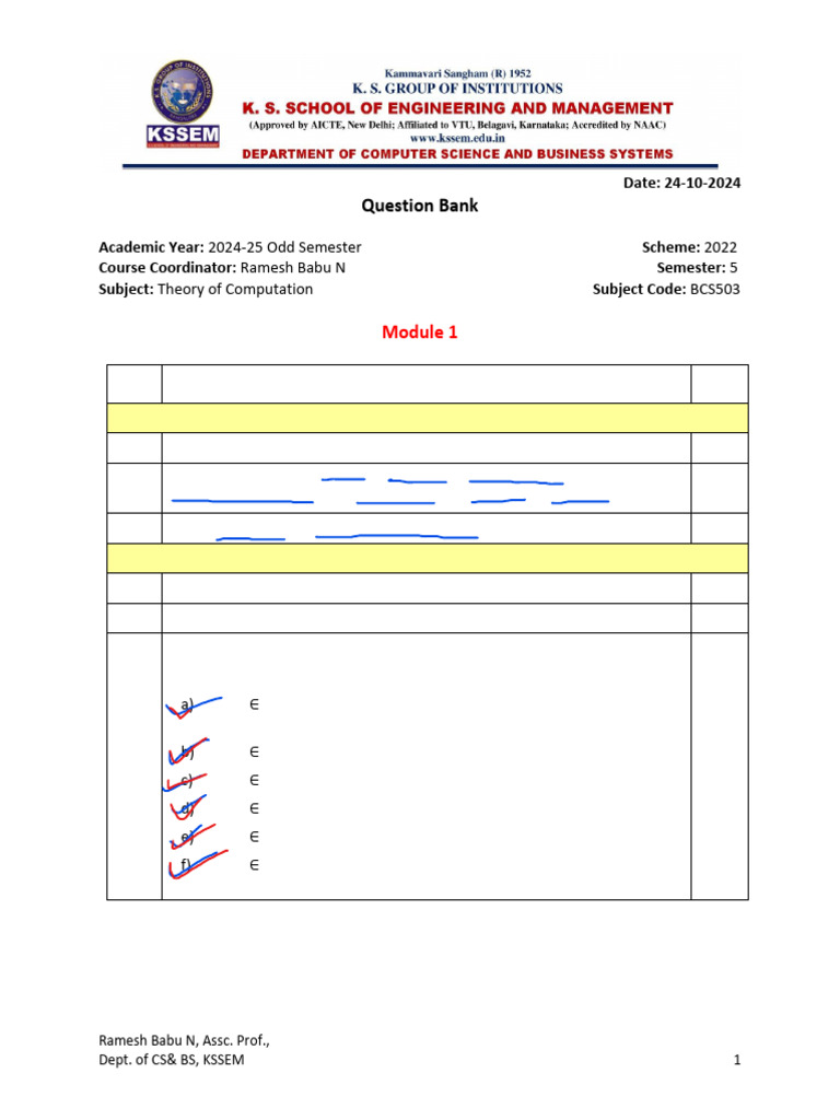 toc questionbank 1 | PDF | String (Computer Science) | Applied Mathematics
