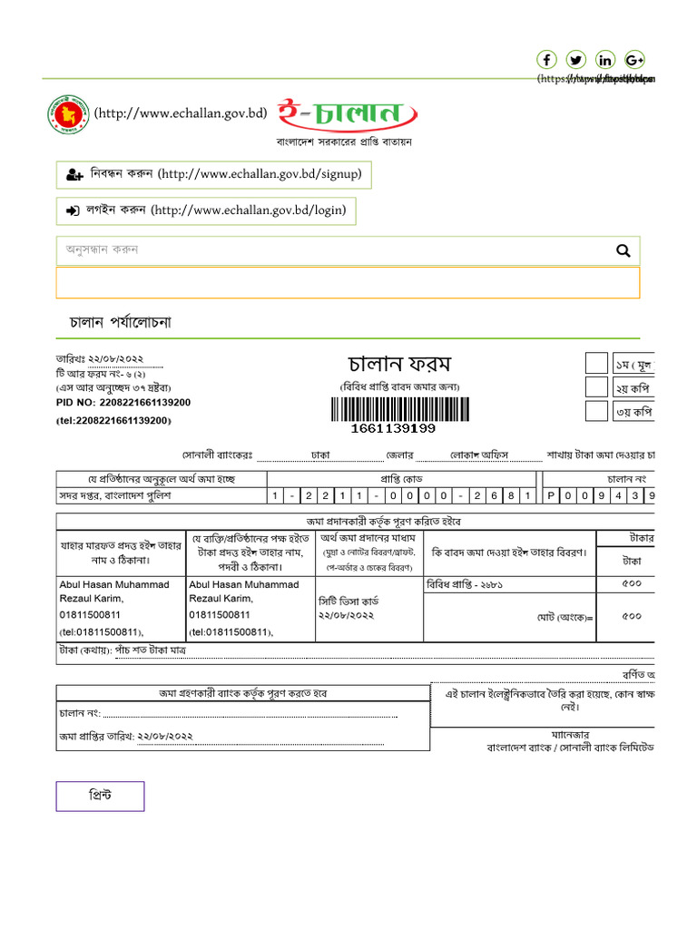 Challan Copy | PDF