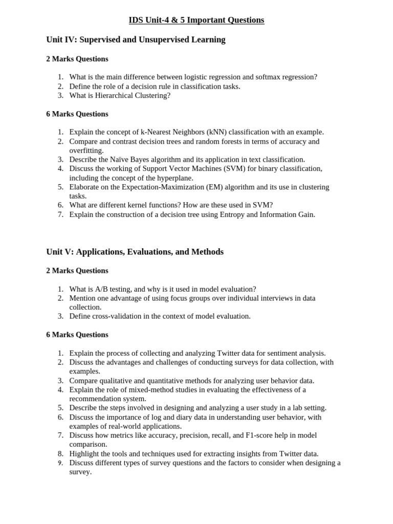 IDS Unit-4&5 Important Questions | PDF
