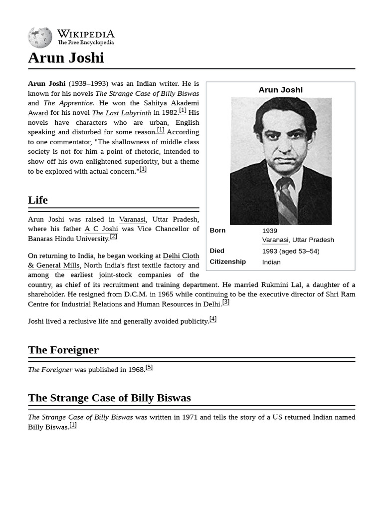 Arun Joshi Pdf Indian Literature