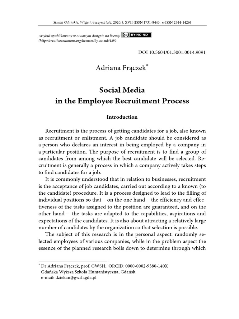 Social Media in Recruitment Process | PDF | Recruitment | Social Media