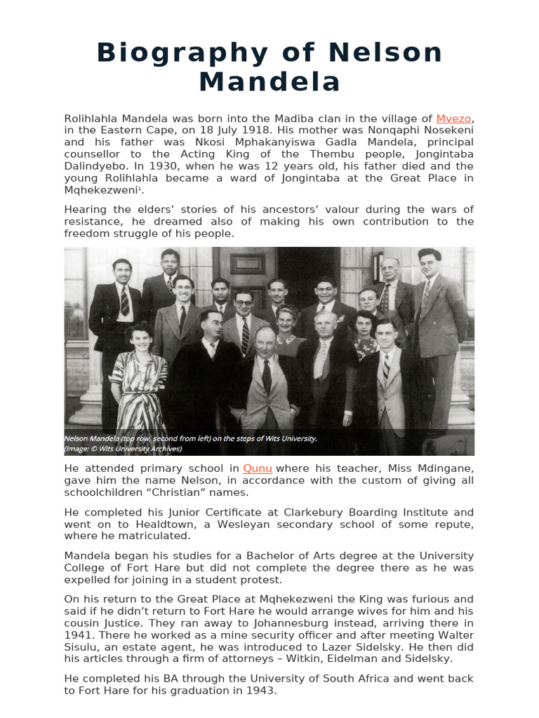 Nelson Mandela: Life and Legacy | PDF | Nelson Mandela | South African ...