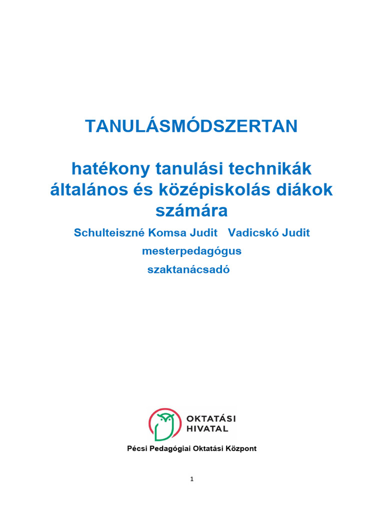 Szakmai Anyag Tanulasmodszertan | PDF