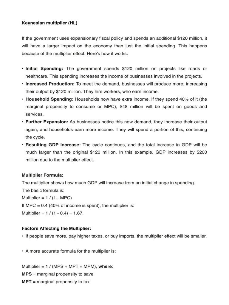 Understanding the Keynesian Multiplier | PDF | Fiscal Multiplier ...