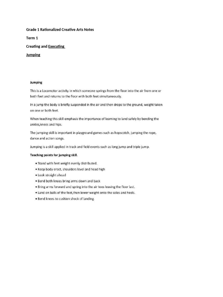 Grade 1 Creative Arts Term 1 Notes | PDF | Flexibility (Anatomy) | Rhythm