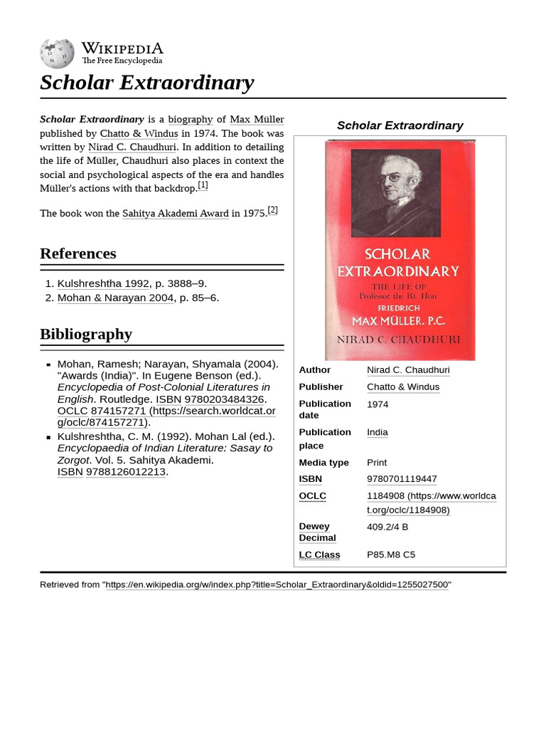 Biography of Max Müller by Nirad Chaudhuri | PDF