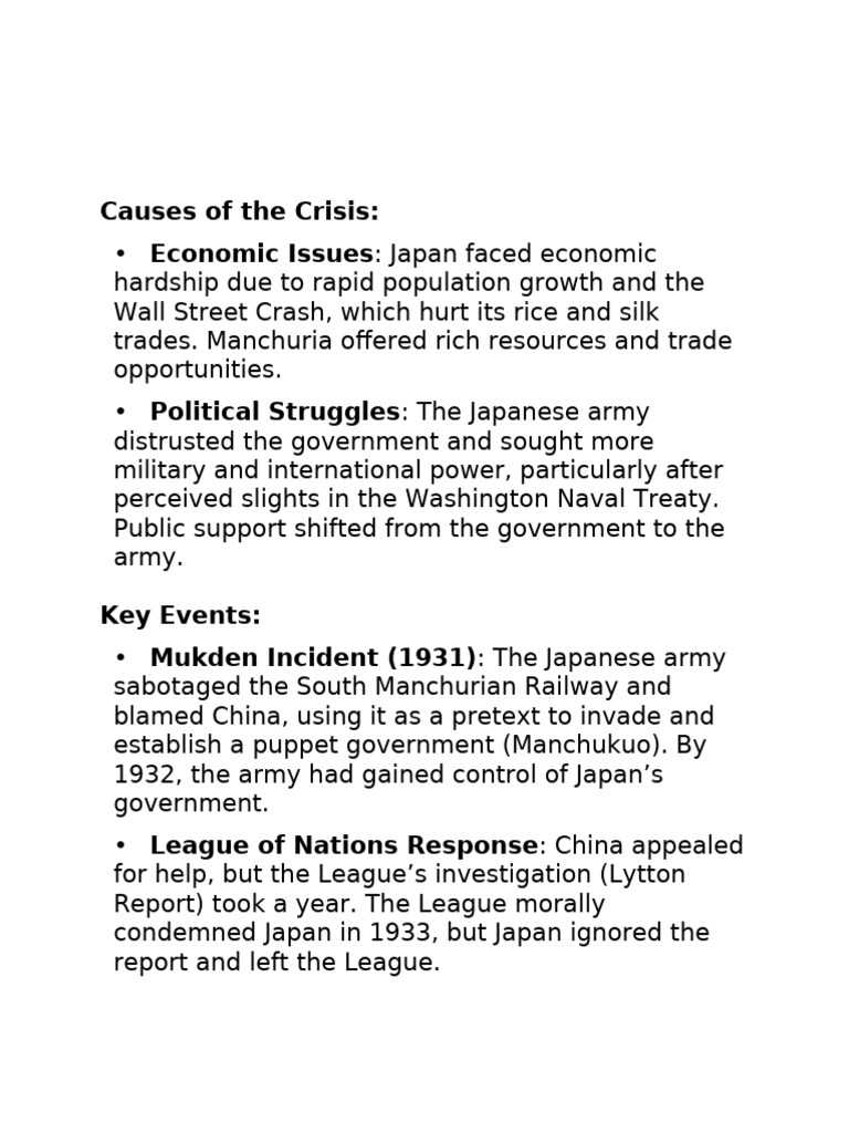Manchurian Crisis: Causes and Impact | PDF