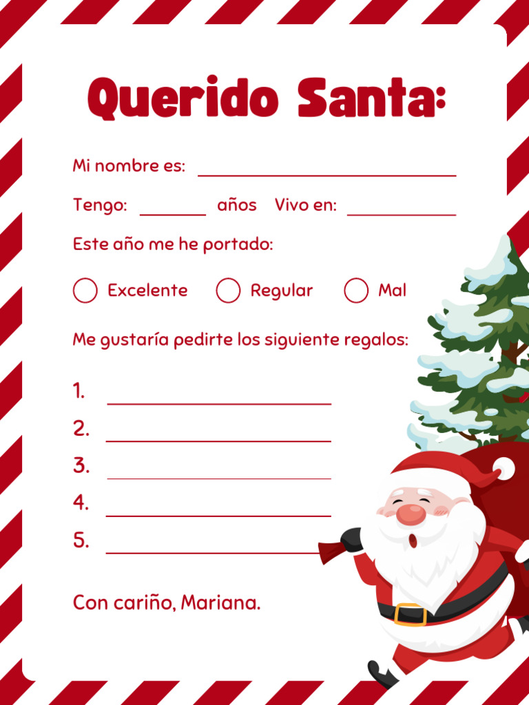 Carta Santa Claus Ilustrado Rojo | PDF