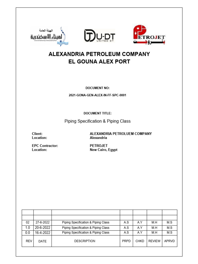 01-Piping Specification & Piping Class | PDF