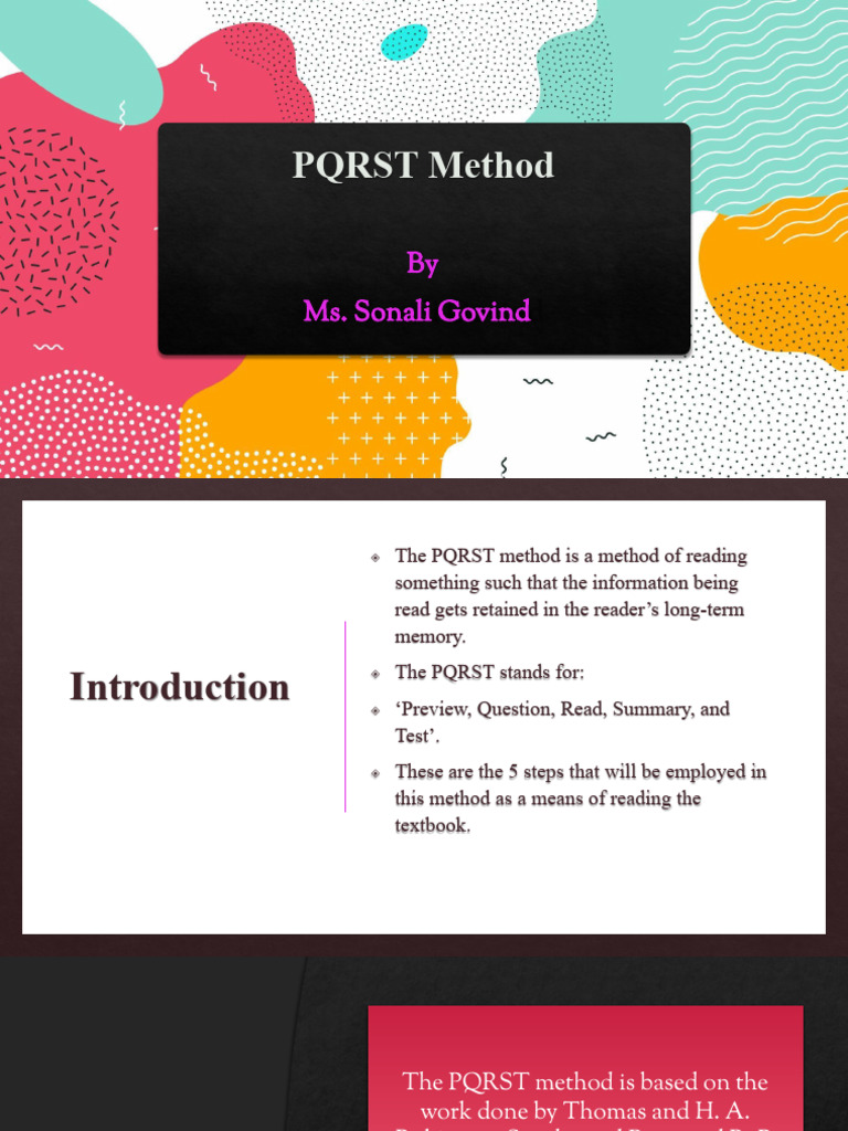 PQRST METHOD.pptx | PDF | Study Skills | Cognition