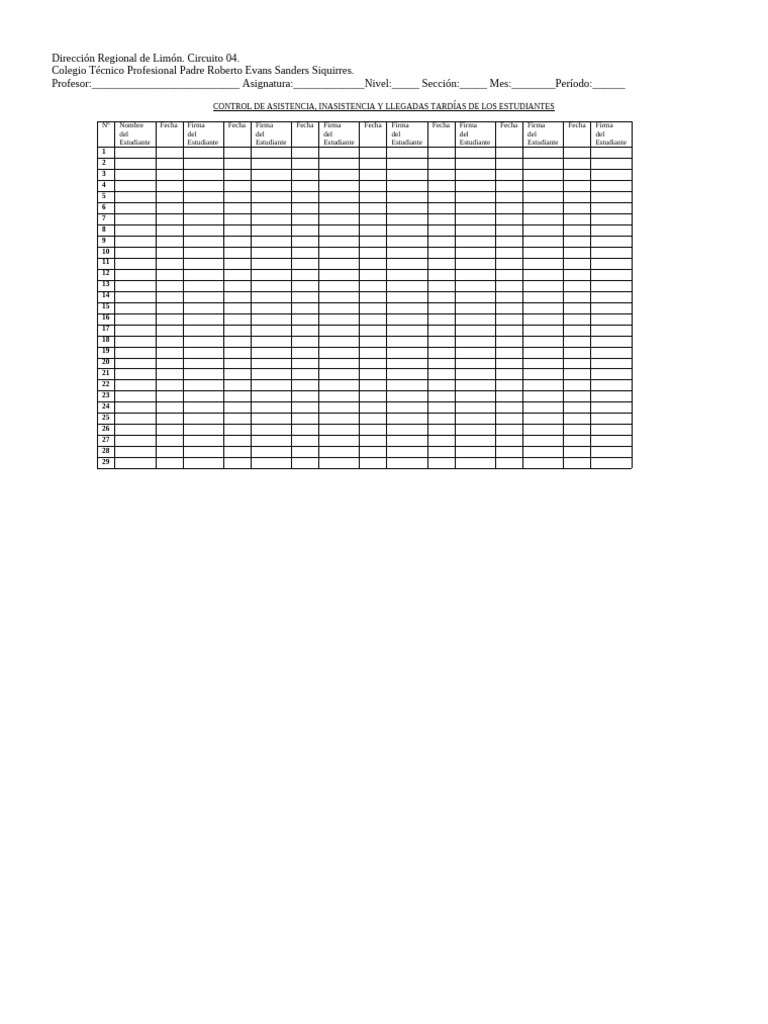 Control de Asist, Inasist y Llegadas Tardías | PDF