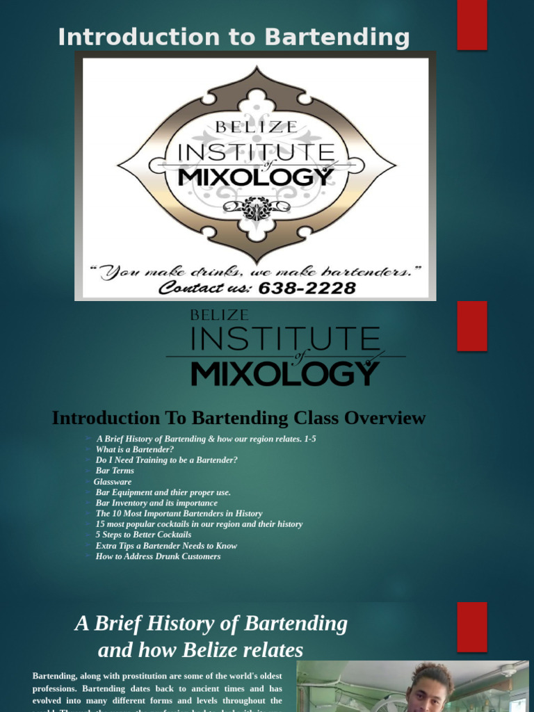 2023 Intro To Bartending PP | PDF | Martini (Cocktail) | Bartender