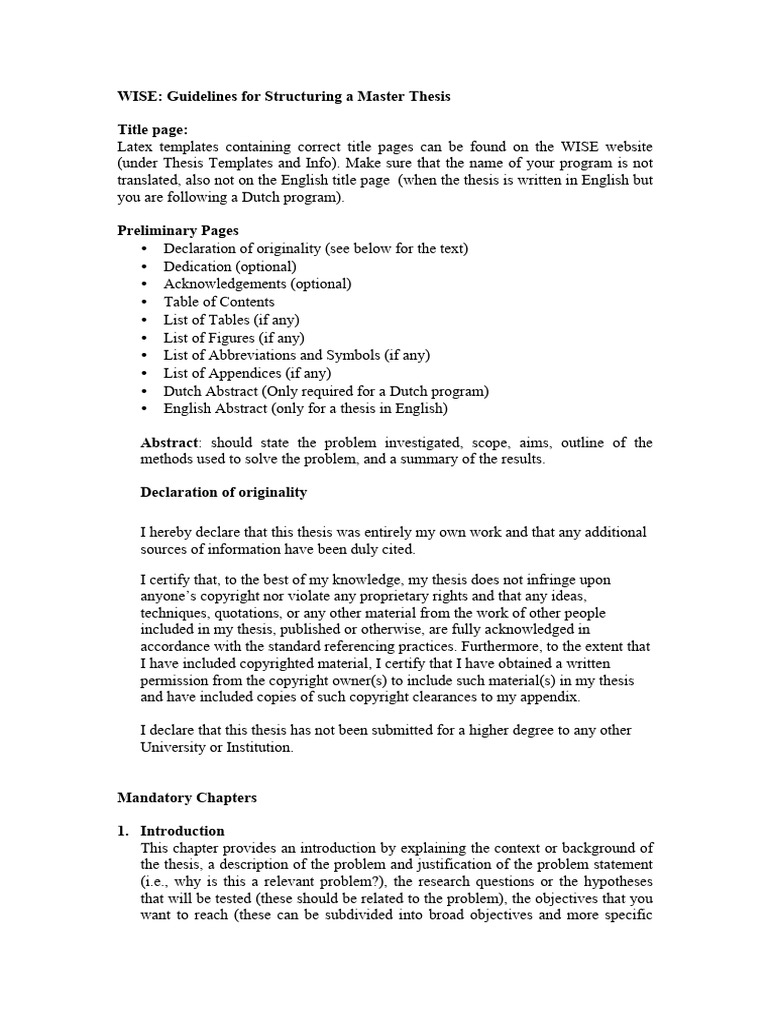 Structure of A Master Thesis | PDF | Thesis | Methodology