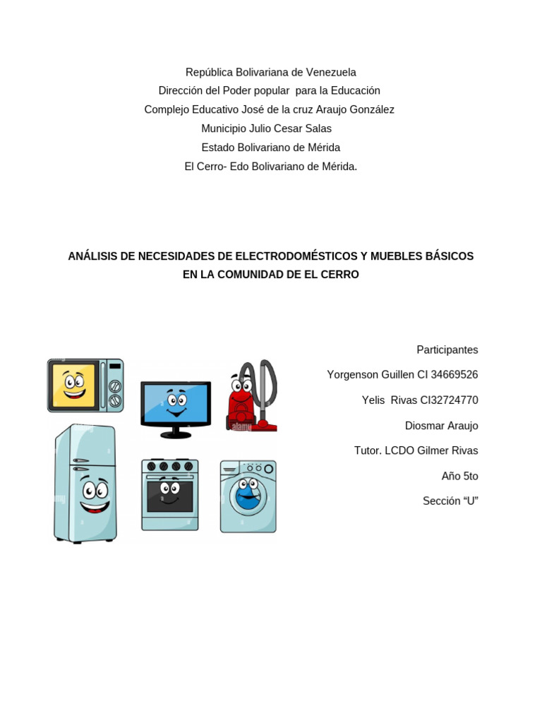 Necesidades de Electrodomésticos en El Cerro | PDF | Metodología de ...