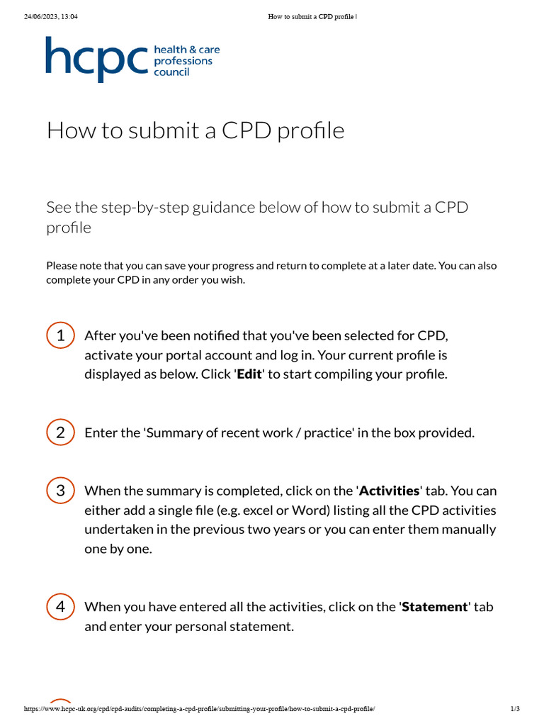 How To Submit A CPD Profile | PDF | Computing | Software