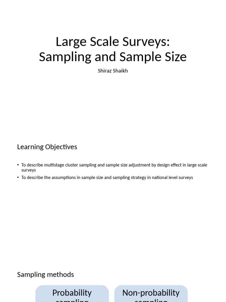 7 - Large Scale Surveys | PDF | Sampling (Statistics) | Sample Size Determination