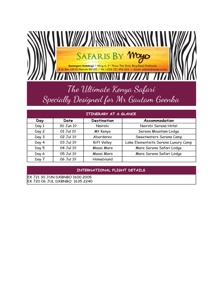 2019 MR Gautam Goenka Ultimate Kenya Safari July | PDF | Nairobi