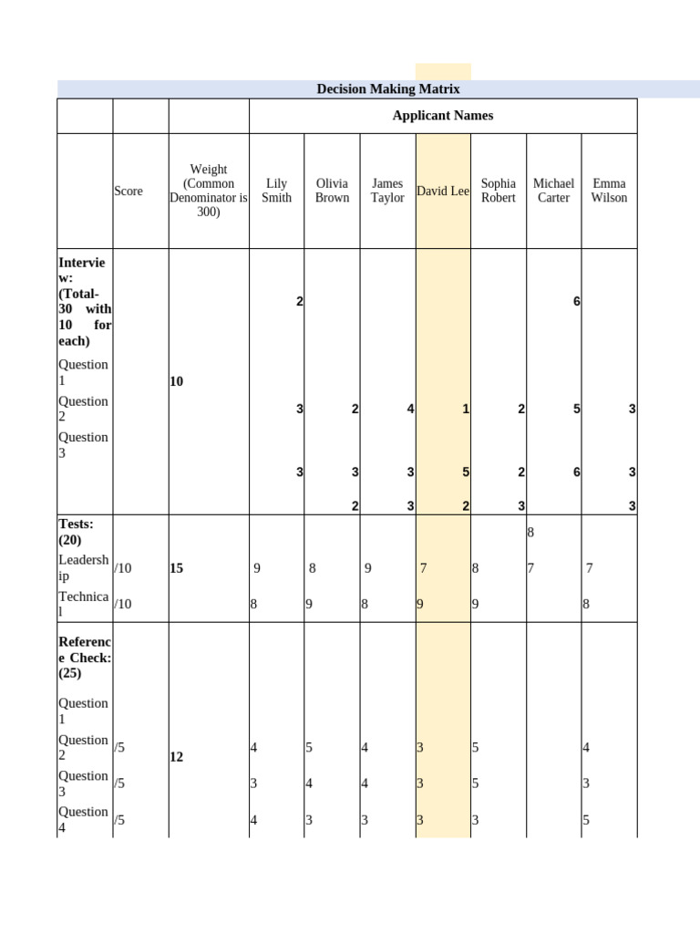Excel - Decision Making Matrix | PDF
