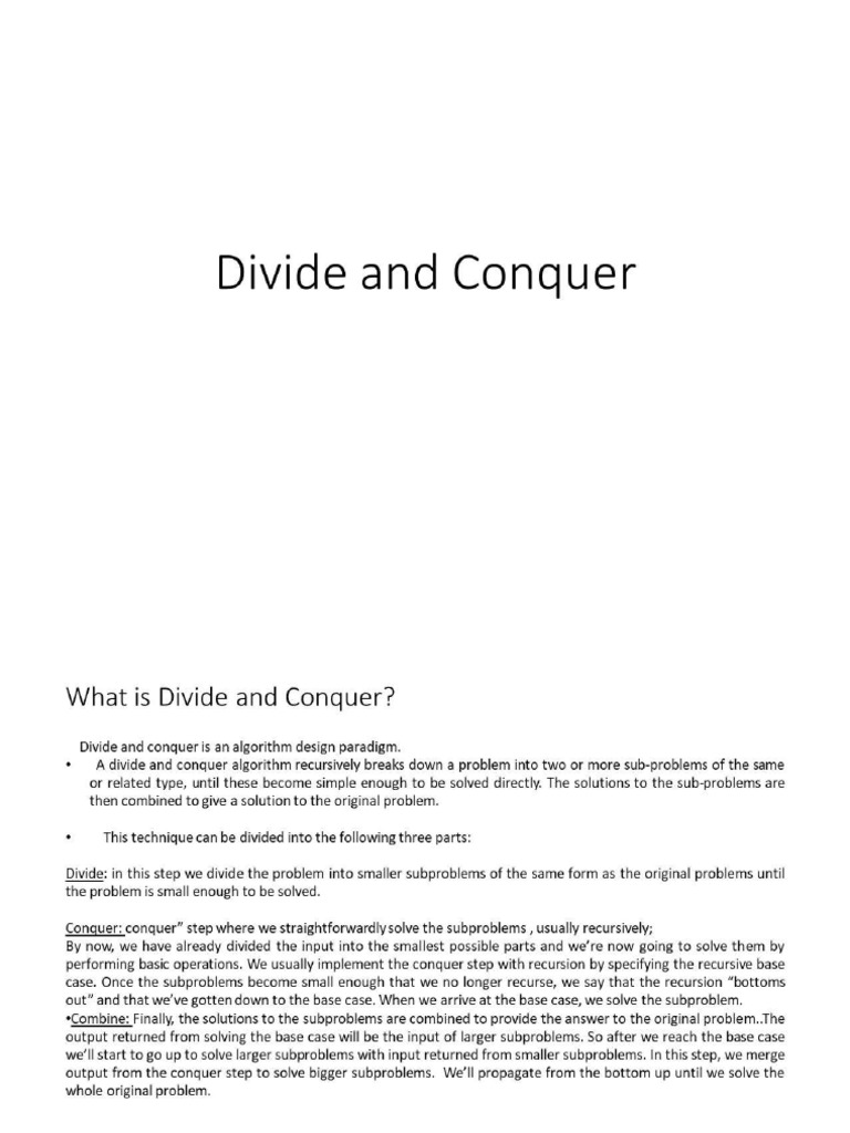 1 Divide and Conquer | PDF