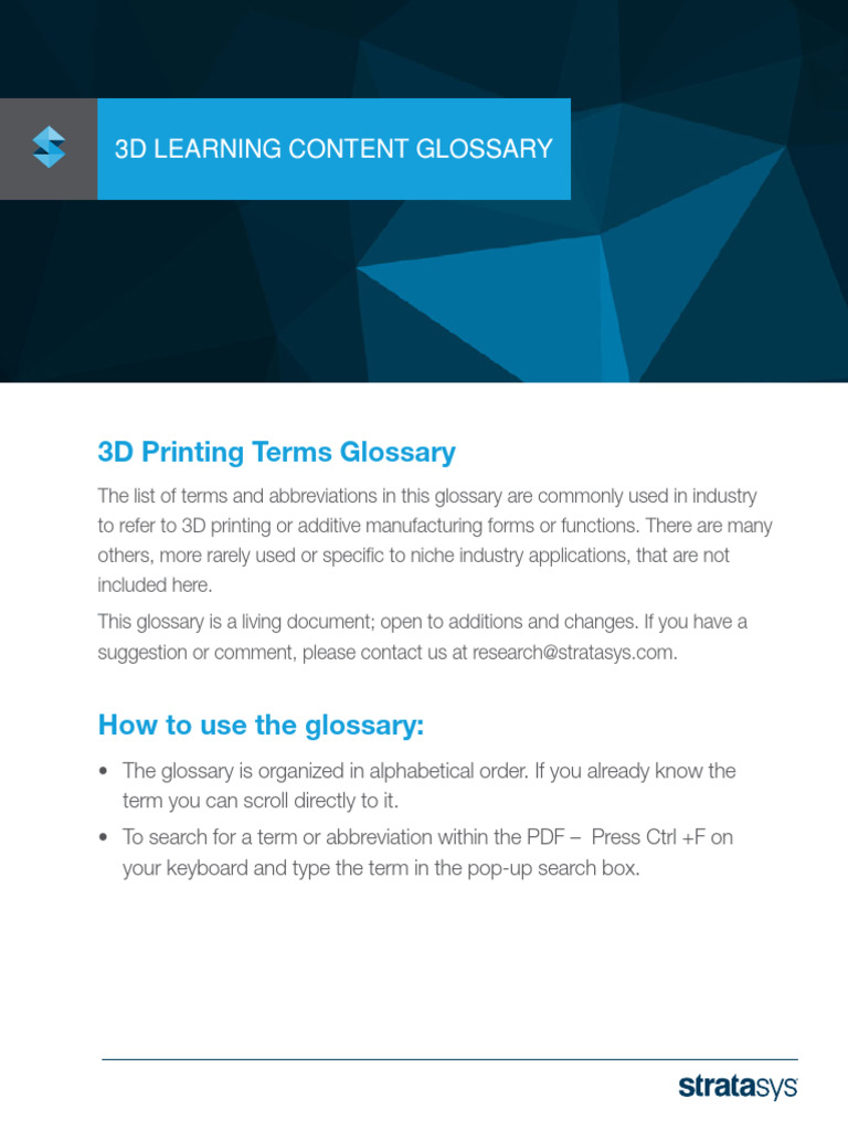 3d_learning_content_glossary | PDF | 3 D Printing | 3 D Modeling