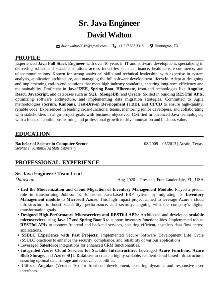 David - Walton Resume Salesforce | PDF | Microsoft Azure | Databases