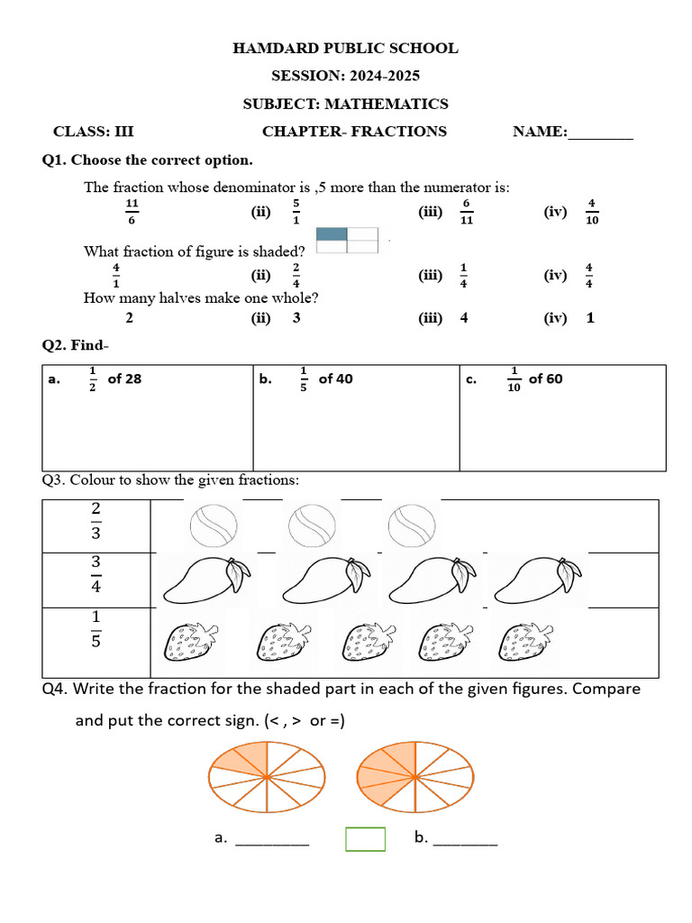 Class 3 Maths: Fill in the Blanks | PDF | Division (Mathematics ...
