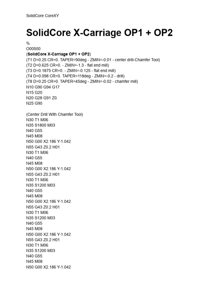 X-Carriage OP1 - OP2 GCode | PDF