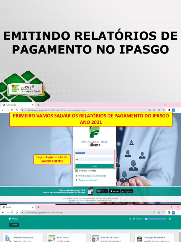 Tutorial - EMITINDO RELATÓRIOS DE PAGAMENTO NO IPASGO | PDF