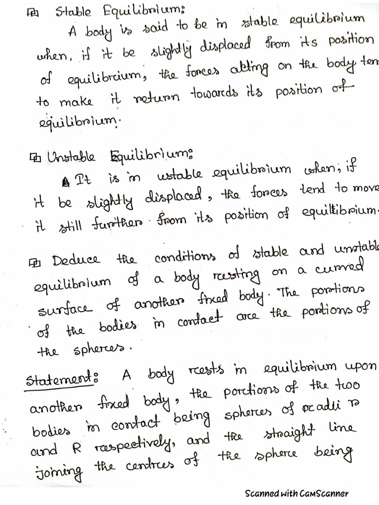Stable and Unstable Equilibrium | PDF