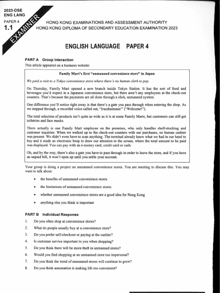 Paper 4 Speaking | PDF