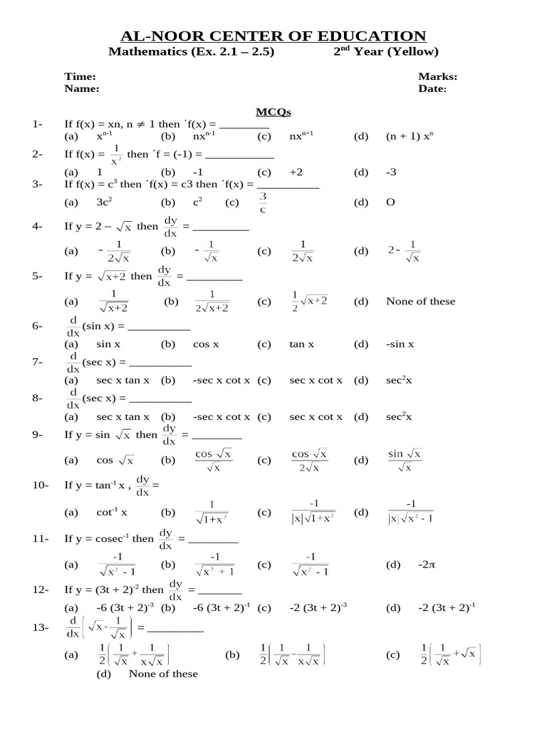 Mathematics 2nd Year (14-09-2011) | PDF