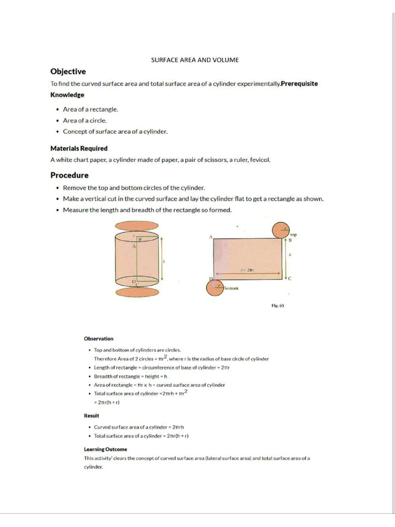 Activity 8 - Surface Areas and Volumes | PDF