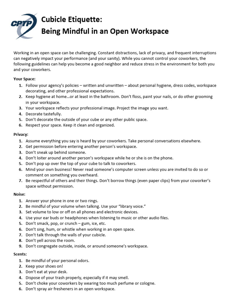 Open Workspace Etiquette Guide | PDF