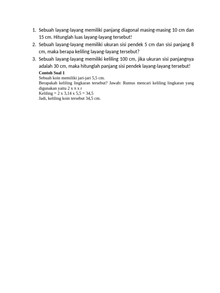 Rumus Luas dan Keliling Layang-layang | PDF