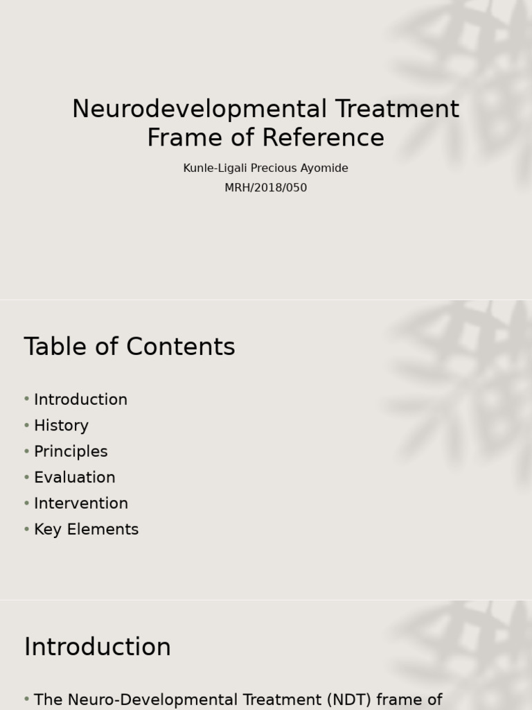 Neurodevelopmental Frame of Reference | PDF | Medical Specialties ...