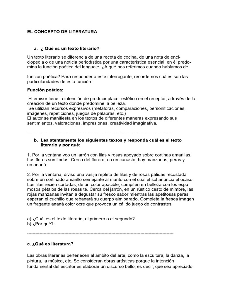 El Concepto de Literatura | PDF | Poesía | Narración