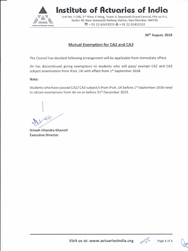 Mutual Exemption for CA2 and CA3 (1) | PDF