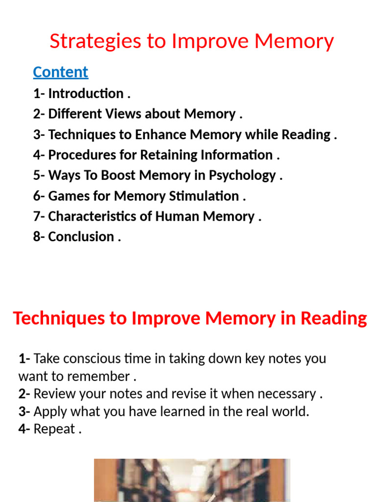 Memory Boosting Techniques | PDF | Memory | Recall (Memory)