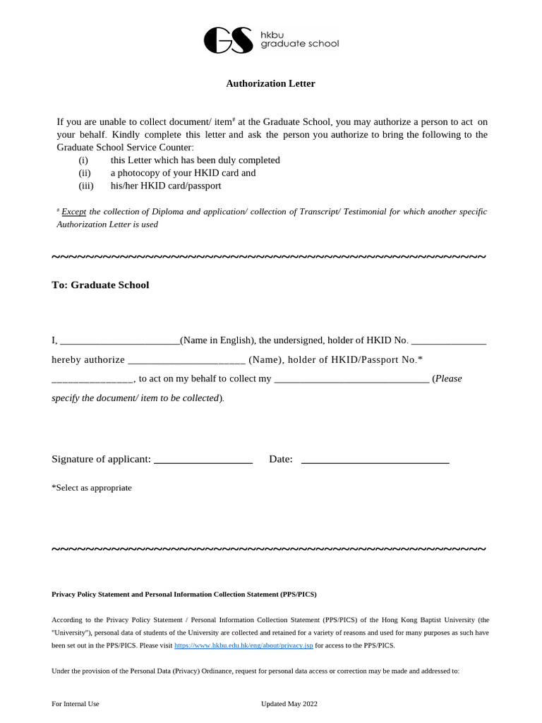 Authorisation Letter General Use | PDF