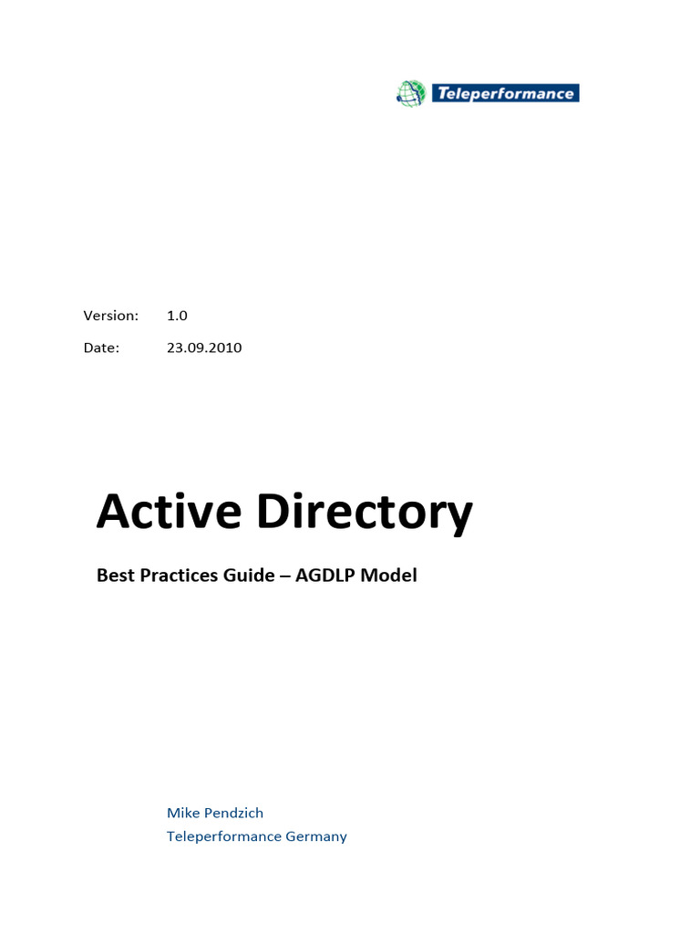 Best Practices Guide - AGDLP Model - 1.0 | PDF | System Software ...