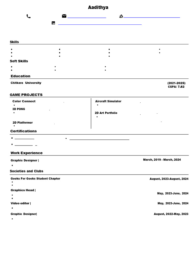Aadithya_CV | PDF | Unity (Game Engine) | 3 D Computer Graphics